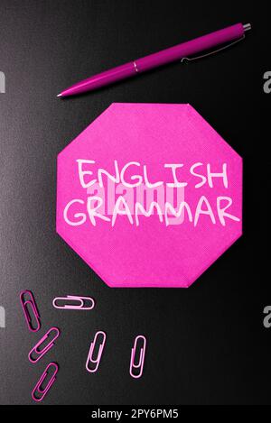 Text caption presenting English Grammar. Word for courses cover all ...