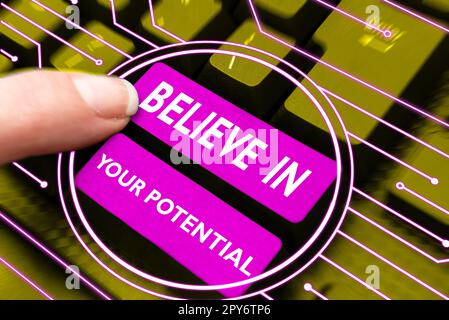 Text showing inspiration Believe In Yourself. Business concept Giving ...