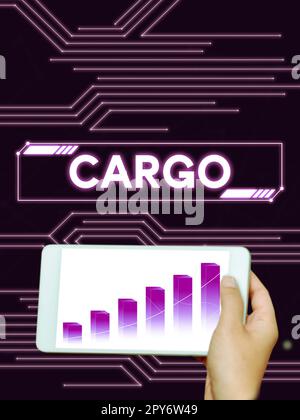 Writing displaying text Cargo. Business showcase The goods Merchandise ...