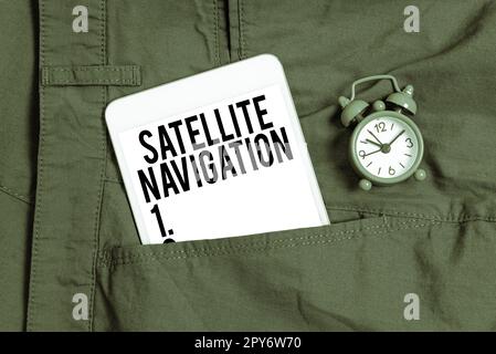 Hand writing sign Satellite Navigation. Business concept system ...