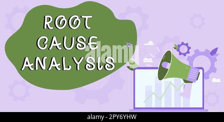 Sign displaying Root Cause Analysis. Business approach Method of Problem Solving Identify Fault ...
