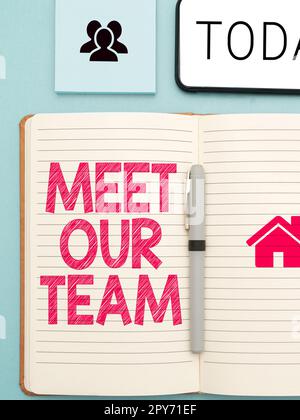 Writing displaying text Meet Our Team. Business overview Presentation ...
