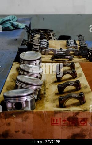 spare parts such as pistons, valves and other gasoline engine parts ...