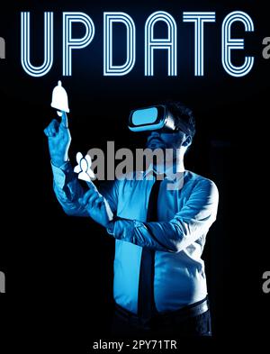 Handwriting text Update. Concept meaning Up to date Make something more ...