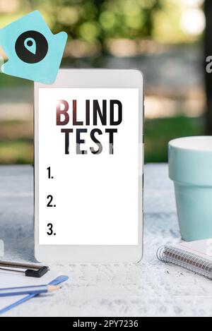 Text showing inspiration Blind Test. Business approach Social ...