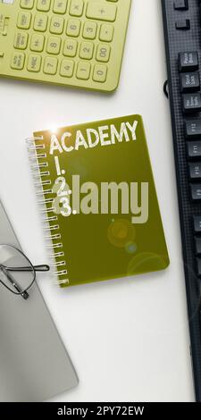 Text showing inspiration Academy, Business concept where students can ...