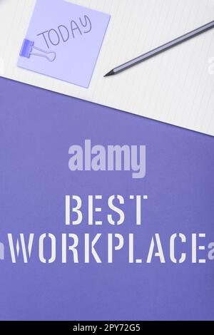 Text caption presenting The Best Employer. Word for created workplace ...