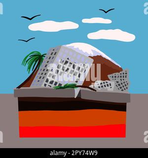 Earthquake. Natural disaster. Movement of tectonic plates illustration ...