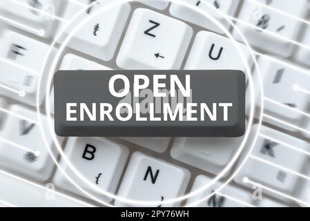 Text caption presenting Open Enrollment. Business idea The yearly ...