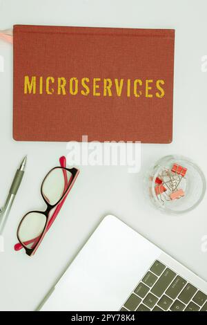 Writing displaying text Microservices, Business idea Software development technique Building ...