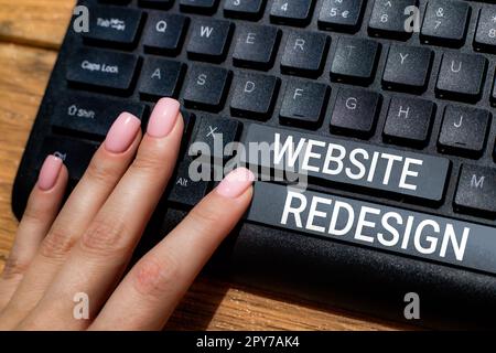 Hand writing sign Website Redesign. Business overview modernize ...