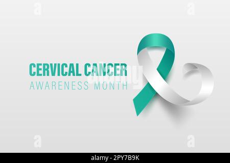 Cervical Cancer Banner, Card, Placard with Vector 3d Realistic Teal and ...