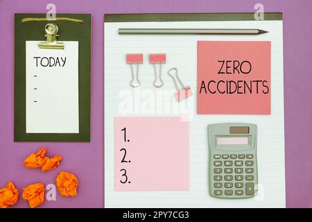 Inspiration showing sign Zero Accidents. Business approach important ...