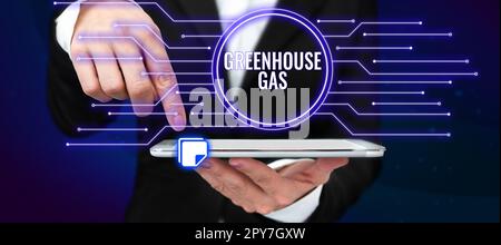 Text sign showing Greenhouse Gas, Business showcase carbon dioxide ...