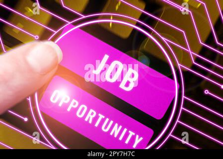 Text caption presenting Job Opportunity. Business approach an ...