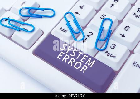 Text caption presenting System Error. Business idea Technological ...