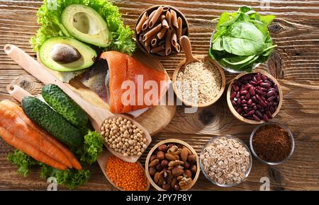 Foods recommended for stabilizing insulin and blood sugar levels Stock ...