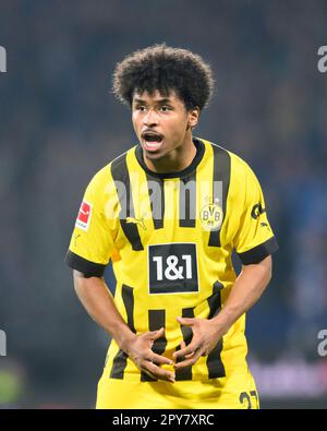 Karim David ADEYEMI (DO) gesture Soccer 1. Bundesliga, 33rd matchday ...