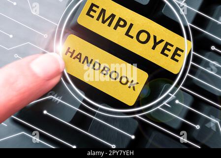 Text sign showing Employee Handbook, Word for Document that contains an ...