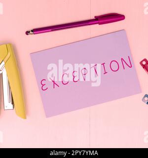 Text caption presenting Exception. Word for person or thing that is ...