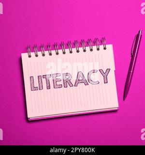 Writing displaying text Literacy. Business showcase ability to read and ...