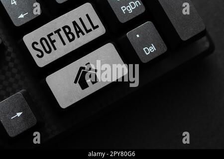 Text showing inspiration Softball. Word Written on a sport similar to ...