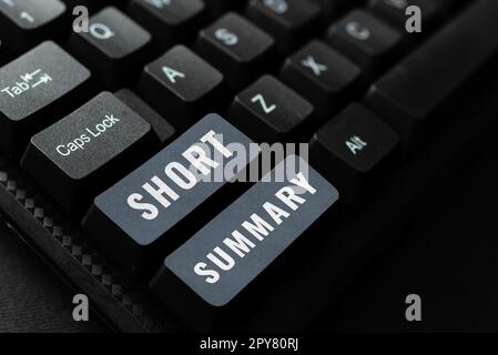 Text caption presenting Short Summary. Business showcase Brief ...