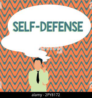 Text caption presenting Self Defense, Concept meaning the act of ...