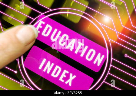 Writing displaying text Education Index, Word Written on aiming to meet ...