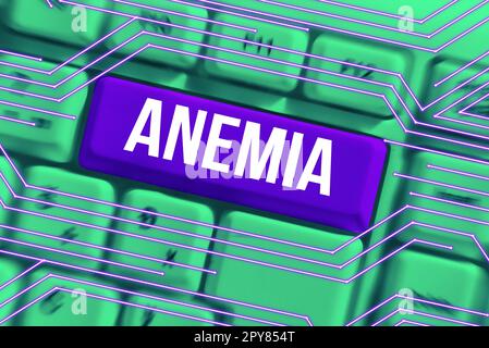 Hand writing sign Anemia. Business showcase condition where there ...