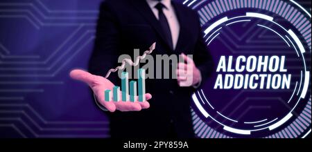 Hand writing sign Alcohol Addiction, Business idea characterized by ...