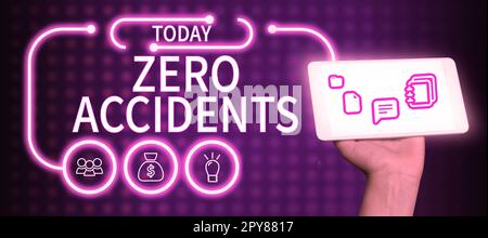 Conceptual display Zero Accidents. Business showcase important strategy ...