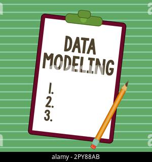 Sign displaying Data Modeling. Concept meaning process of transferring data between data storage ...
