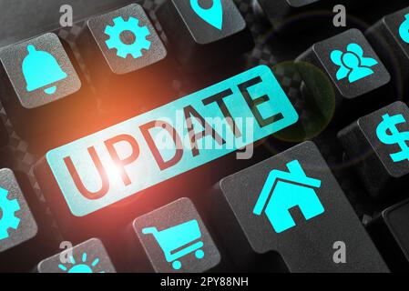 Text caption presenting Update, Business idea Up to date Make something ...