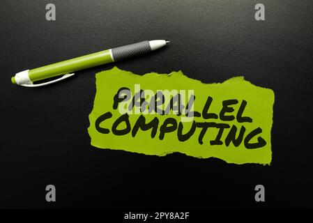 Conceptual caption Parallel Computing, Business overview simultaneous calculation by means of ...