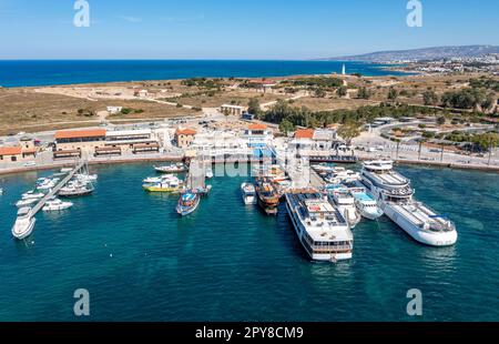 Aerial view of Paphos Harbour and waterfront, paphos, Republic of ...