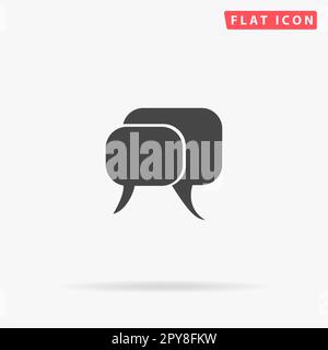 Simple Chat or Dialogue. Simple flat black symbol with shadow on white ...