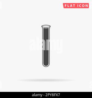 Laboratory glass - reaction. Simple flat black symbol with shadow on ...