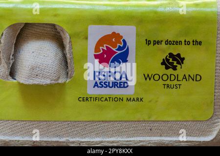 RSPCA Assured certification mark and 1p per dozen to the Woodland Trust ...