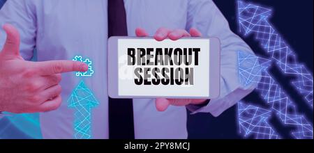 Handwriting text Breakout Session. Concept meaning workshop discussion ...