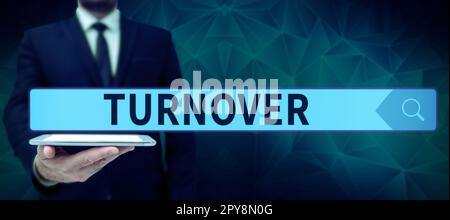Text caption presenting Turnover. Word for the percentage of workers ...