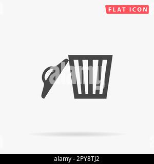 Trash can. Simple flat black symbol with shadow on white background ...