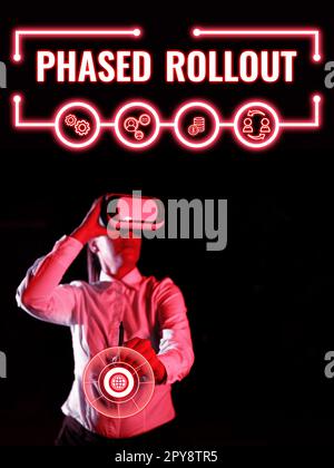 Sign displaying Phased Rollout, Concept meaning the practice of ...
