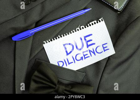 Writing displaying text Due Diligence, Business concept avoid harming ...