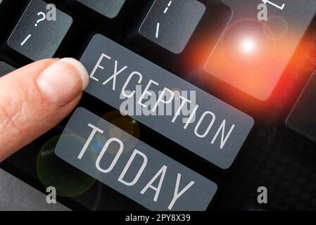 Text caption presenting Exception. Concept meaning person or thing that ...