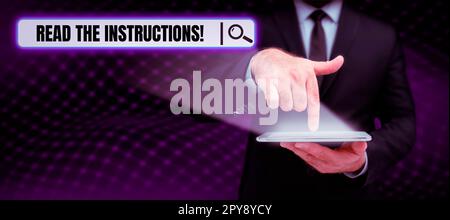 Text showing inspiration Read The Instructions. Business concept ...