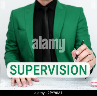 Text caption presenting Supervision, Word Written on monitoring and ...