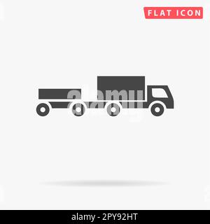 Tank car. Trailer Simple flat black symbol with shadow on white ...