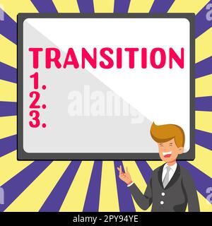 Text caption presenting Transition, Word Written on a dramatic or ...