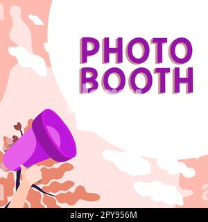 Text sign showing Photo Booth. Concept meaning form of photo sharing ...